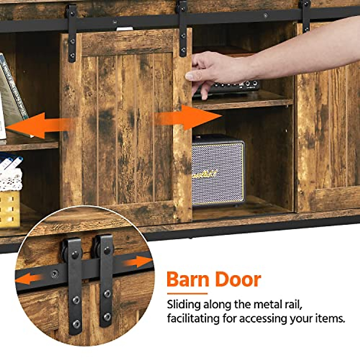 Yaheetech Rustic TV Stand with 2 Storage Cabinets for 55 Inch TV, Entertainment Center with Sliding Barn Doors & Height Adjustable Shelves, TV Console for Living Room