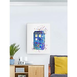Tardis time machine Prints, Doctor Who Watercolor, Nursery Wall Poster, Holiday Gift, Kids and Children Artworks, Digital Illustration Art