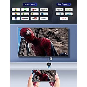 OSDTKRU Wireless HDMI Display Dongle Adapter 4K,Streaming Media Video/Audio/File HDMI Wireless Extender ,No Delay, Streaming Video/Audio from Laptop, PC, Smartphone to HDTV Projector