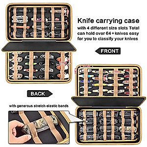 Knife Display Case for 64+ Pocket Knives, Butterfly Knife Storage Box, Folding Knives Organizer Holder, Knives Collection Protector for Survival, Tactical, Outdoor, EDC Mini Knife (Bag Only) - Brown