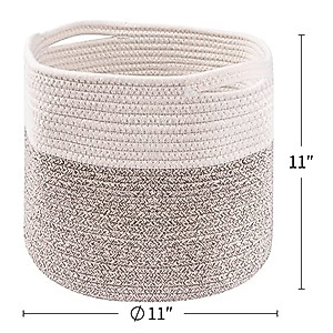 CubesLand Storage Cube Basket Bins 11x11'' for Cube Storage Organizer/Shelves,Woven Baskets for Organizing /Storage,Cube Shelves Cloth Closet Basket Bins, Rope Storage Bins 4 Packs Off White/Light Brown