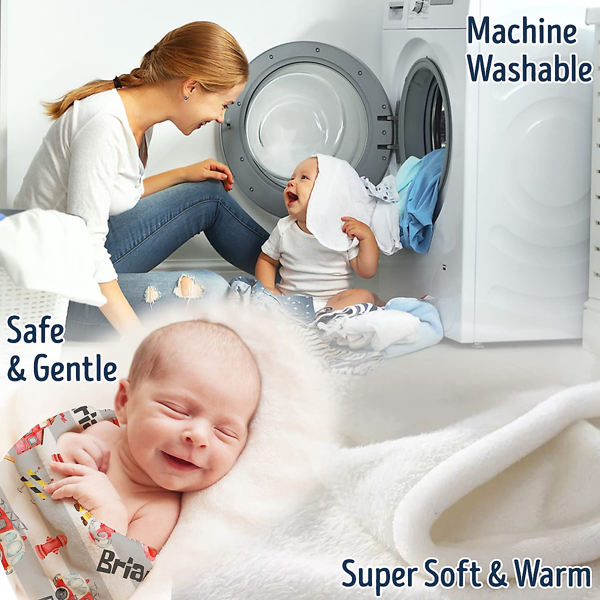 locobird Baby Firefighter Blanket, Firetruck Baby Blankets, Personalized Baby Blankets for Boys, Custom Baby Blankets Name, Firefighter Swaddle Blanket, Plush Blankets for Baby Girl Son Toddlers Kids