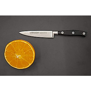 ARCOS Forged Block Knife Set 6 piece Nitrum Stainless Steel. 4055 gr. Multi-use Cooking Knife for Cutting Meat and Vegetables. Ergonomic Polyoxymethylene POM Handle. Series Riviera. Color Black.