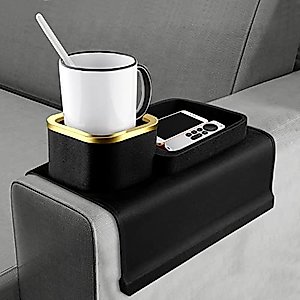 Couch Cup Holder - Silicone Sofa Armrest Tray with Cup Holder Anti-Spill and Anti-Slip Couch Arm Tray Strong and Weighted Couch Drink Holder for Remote/Snacks/Cellphone/Earbuds Gifts for Family