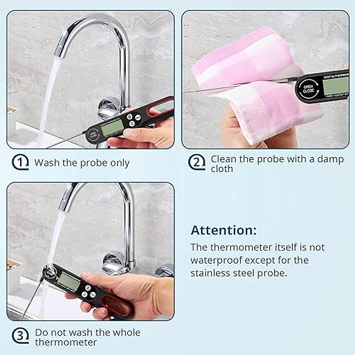 ALLmeter Instant Read Meat Thermometer Digital Food Meat Thermometer Foldable Probe for Cooking Temperature Steak Thermometers for Outdoor BBQ Grill Kitchen Oven Barbecue