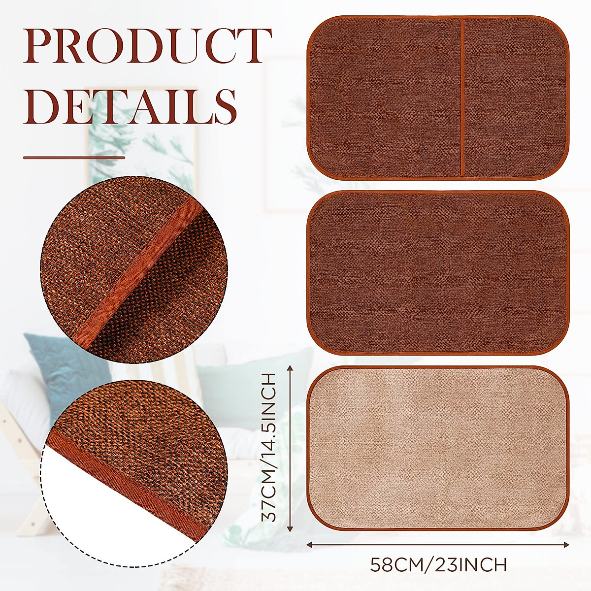 Tradder 3 Pcs Recliner Slipcovers Recliner Headrest Protector Arm Chair Arm Covers with Pockets Headrest Cover for Recliner 22.8 x 14.6 Inch Recliner Chair Covers for Couch Sofa Furniture (Linen)