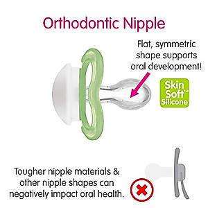 MAM Air Night & Day Baby Pacifier, for Sensitive Skin, Glows in The Dark, 6-16 Months, Girl, 3 Count (Pack of 1)