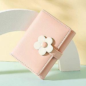 ABOOFAN Wallet Women Cute Flower Wallet for Girls Women Small Tri-Fold Wallet Cash Pocket Belt Bag