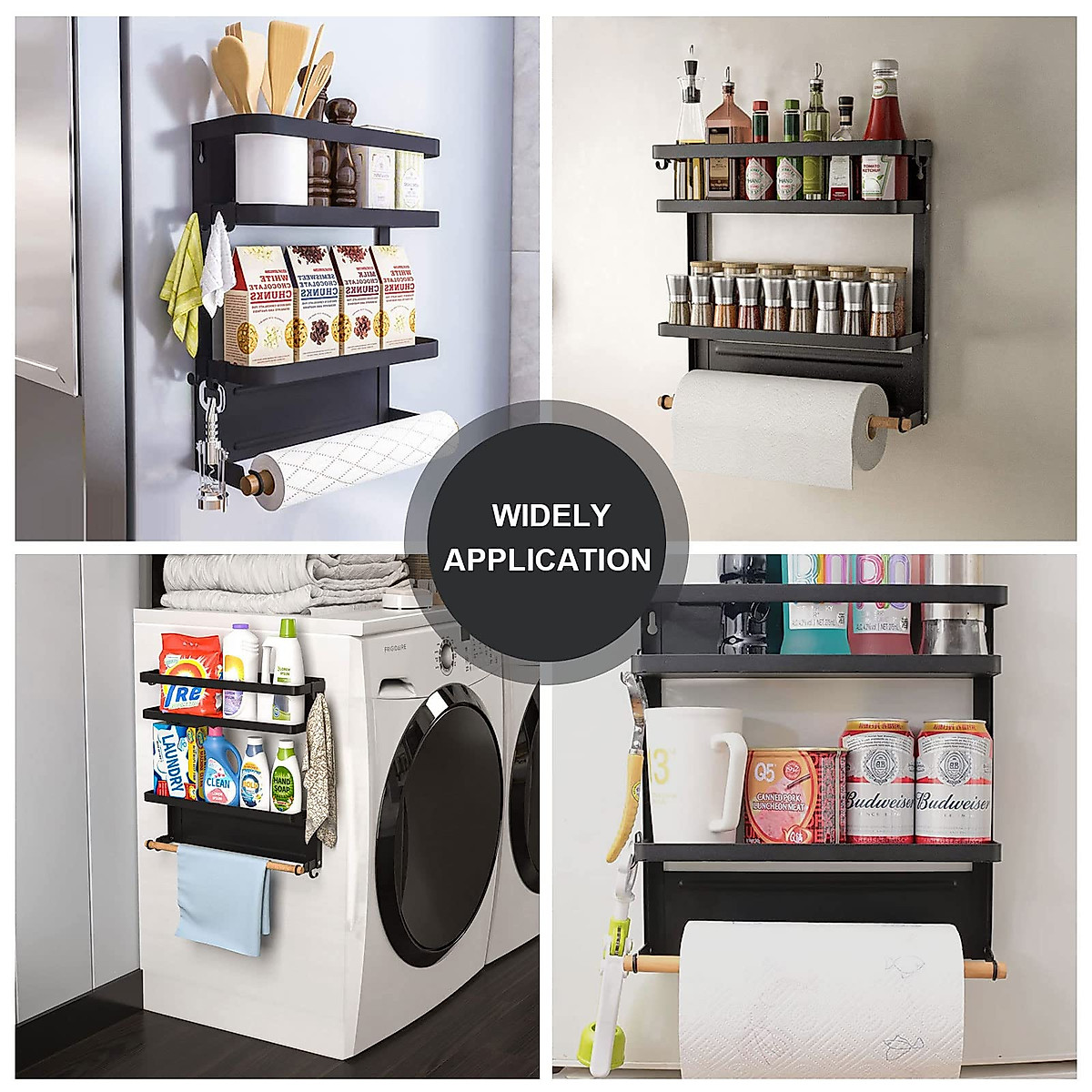 Paper Towel Holder with Shelf, 2-in-1 Magnetic Shelf, Heavy Duty Rustic Paper Towel Holder with 2 Removable Hooks, Tissue Holder for Tool Shed, Garage, Workbench, Kitchen, Craft Room, or Laundry Room