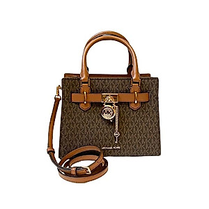 Michael Kors HAMILTON SMALL SATCHEL SHOULDER CROSSBODY BAG MK SIGNATURE BROWN