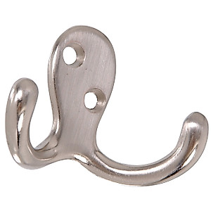 Hardware Essentials 852297 Double Clothes Hooks Satin Nickel - 2 Pack