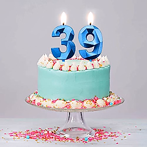 BLUE TOP 4 Inch Birthday Cake Candles Number Candles 3D Design Birthday Candles for Cake,Cake Topper Decoration for Kids,Adults,Party,Anniversary,Milestone Age.(DIY Blue Number 1)