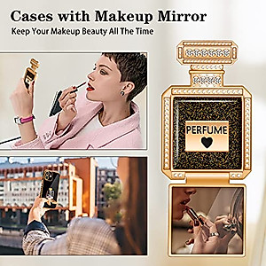 Buleens for iPhone 11 Case with Metal Perfume Bottle Mirror Stand, Cute Women Girly Heart Cases for iPhone 11 Phone Case, Elegant Luxury Phone Cover for 11 Phone Case 6.1'' Black