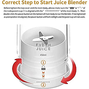 Personal Size Blender, Portable Mini Blender for Fresh Juice, Smoothies, Shakes with Battery Powered USB Blender (Pink)