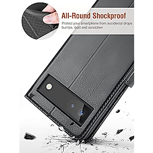 OCASE Compatible with Google Pixel 6A Wallet Case, PU Leather Flip Folio Case with Card Holders RFID Blocking Kickstand [Shockproof TPU Inner Shell] Phone Cover 6.1 Inch 2022 (Black)