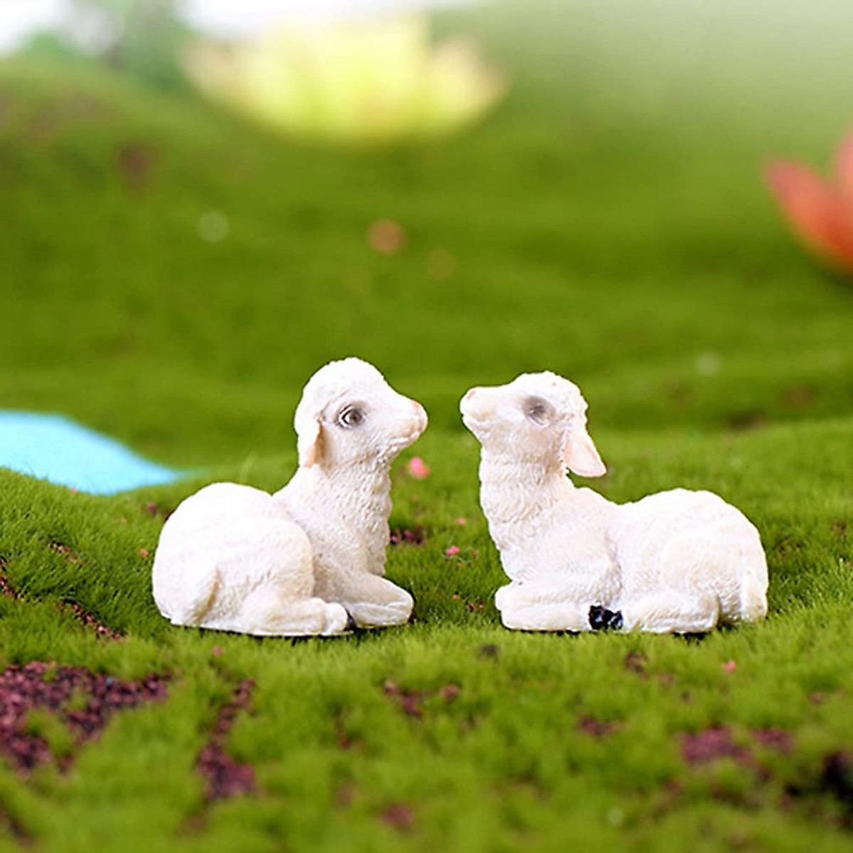 Yardwe 6pcs Miniature Sheep Figurines Mini Resin Herd of Sheeps Figures Tiny Lambs Cupcake Toppers Dollhouse Bonsai Micro Landscape Plant Pot Decor