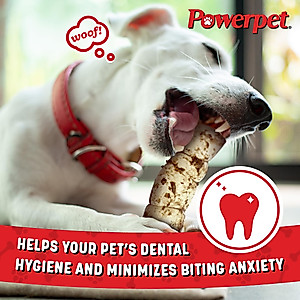 Powerpet Treats Bully Beef Cheek Rolls for Dogs - 100% Natural & Highly Digestible - High Protein, Low Fat - No Rawhide - Soft & Thick Chew Treat - Good Dental Hygiene - Bully Sprinkled Flavor - 3pc