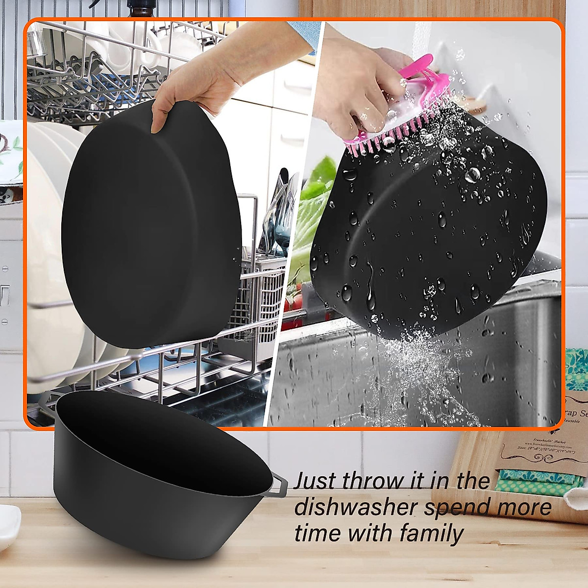 Slow Cooker Liners fit Crock-Pot 7-8 Quart Oval Slow Cooker, Reusable & Leakproof Dishwasher Safe Cooking Liner with Double Handle of Slow Cooker Liners fits 7-8QT Crock Pot