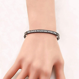 PLITI You Have No Power Over Me Inspirational Cuff Bangle Bracelets for Women Movie Gift (No Power Over CB black)