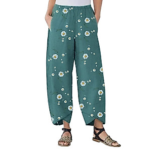 Bblulu Valentines Day Pants for Women Love Heart Print Sweatpants with Pocket Elastic High Waist Crop Pants Lounge Trousers