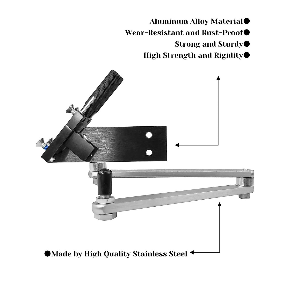 NTSUMI Sharpener Model 5005 Lawn Mower Blade Sharpener fits Straight and Standard Lawn Mower Blades, for Right and Left Hand Blades, 15°-45° Adjustable, Black