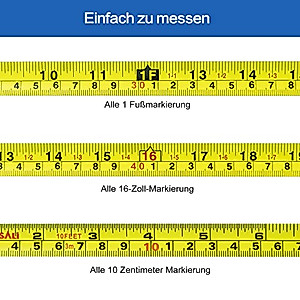 SALI Tape Measure Metric with Fractions Measuring Easy Read Millimeter Telescoping Tape Retractable Engineer Scale Tape Measure Metric and Inches （25Ft/7.5m*25mm）