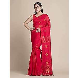 Women's Handloom Linen Jamdani Saree Handwoven Soft Saree With Blouse Piece Traditional Sari Muslin Jamdani Saree For Wedding, Party, Anniversary, Ethnic Wear Gift For Her By OISHANISAREEGHOR.