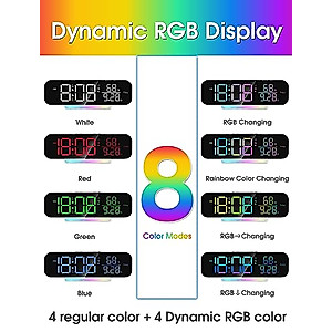 Cadmos Extra Loud Vibrating Alarm Clock with Bed Shaker for Heavy Sleepers,Hearing Impaired Deaf,Adjustable Volume,Dimmer,Large LED Digital with RGB Night Light for Bedrooms,Kids,Teens(Black)