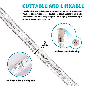 LED Rope Lights Outdoor Warm White - Waterproof 50ft SURNIE Cuttable 3000K Soft Lighting Indoor 110V Plug Connectable Flexible Thick Clear Tube for Bedroom Outside Garden Deck Patio Camping Decor