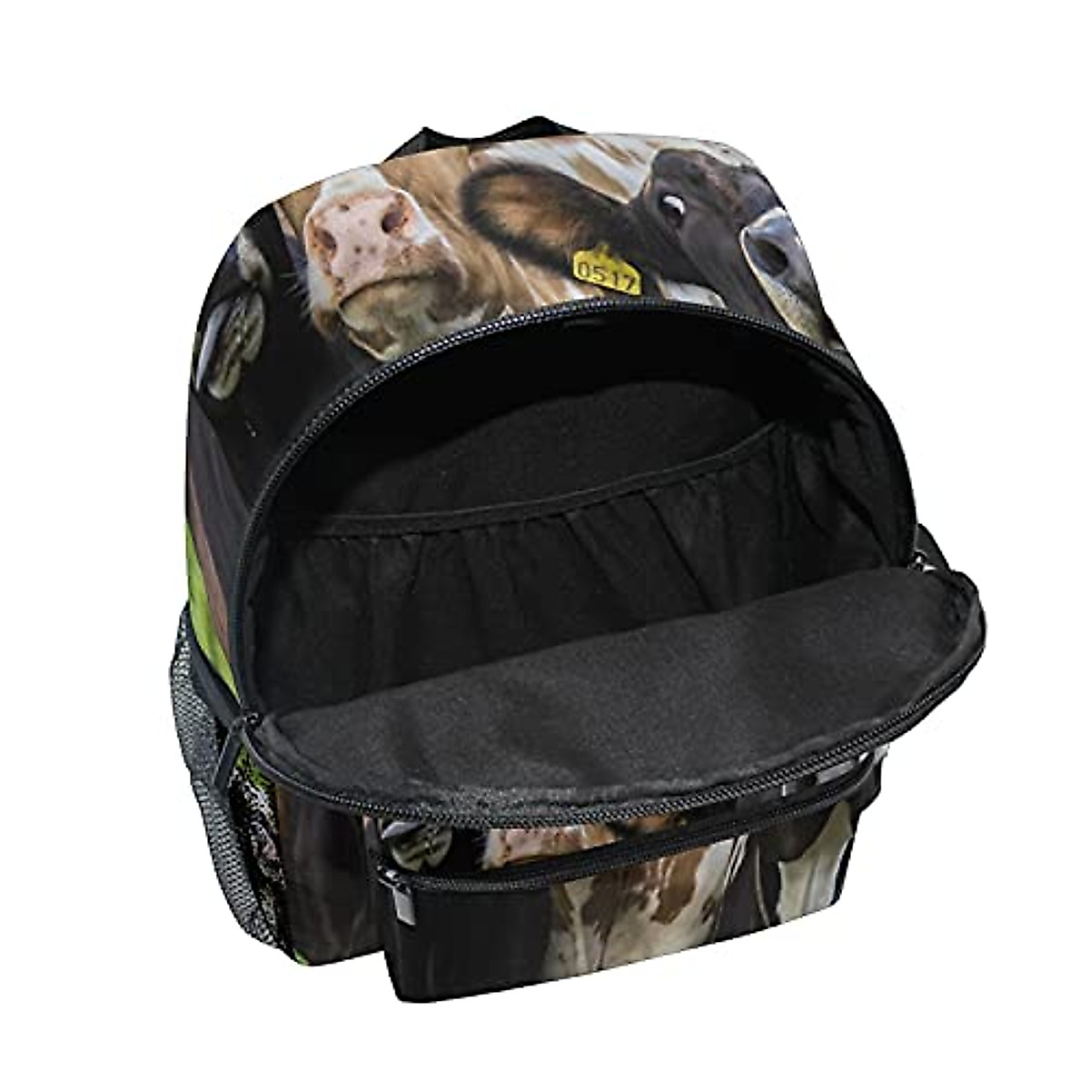 Kids Backpack Farm Animal Cow Cattles Toddlers Schoolbag with Chest Strap & Bottle Holder Rucksack for Preschool Nursery Girls Boys, Lightweight