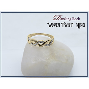 Dazzlingrock Collection 10kt Yellow Gold Women's Round Diamond Woven Twist Ring 1/12 ctw