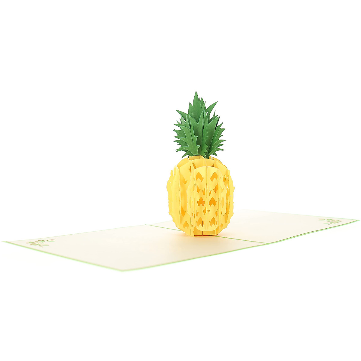 iGifts And Cards Hawaiian Pineapple 3D Pop Up Greeting Card - Fruit, Yellow, Sweet, Tropical, Green, Health, Hawaii, Half-Fold, Get Well, Just Because, Love, Special Days, Thank You, Happy Birthday