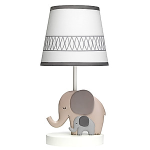 Bedtime Originals Elephant Love Gray/White Nursery Lamp with Shade & Bulb