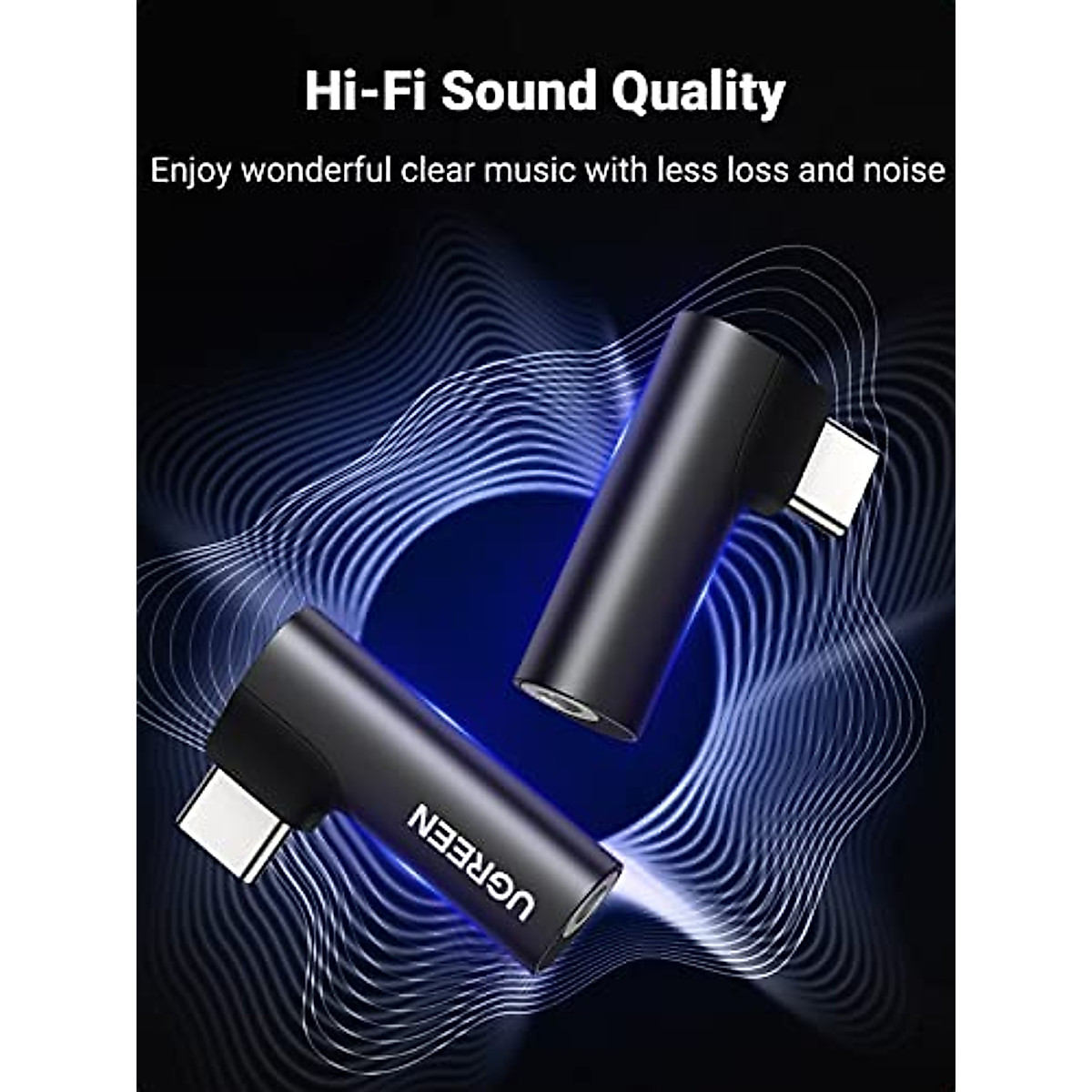 UGREEN USB C to 3.5mm Audio Adapter Type C Aux Headphone Jack DAC Stereo Mic HiFi Right Angle Earphone Dongle Compatible with iPad Pro Air 5 4 Mini 6, Galaxy S23 Ultra S22 S21 S20, Pixel 7 Pro, Black