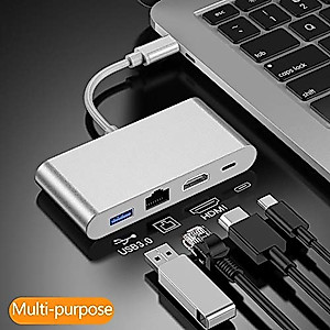 Leya-US Spare Part HW-TC42 4 in 1 Type-C/USB-C Multifunctional Extension HUB Adapter
