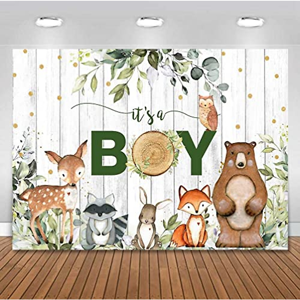 Sensfun It's A Boy Woodland Backdrop Woodland Animal Baby Shower Birthday Background 7x5ft Woodland Creatures Forest Friends Safari Theme Party Banner Decoration