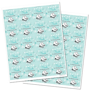 2" Round Ice Skating Thank You Party Favor Stickers - Set of 40