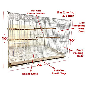 Small Breeder Breeding Cages with Center Dividers, Pack of 6, 24 x 16 x 16 H inches (24 x 16 x 16 H inches, Black)