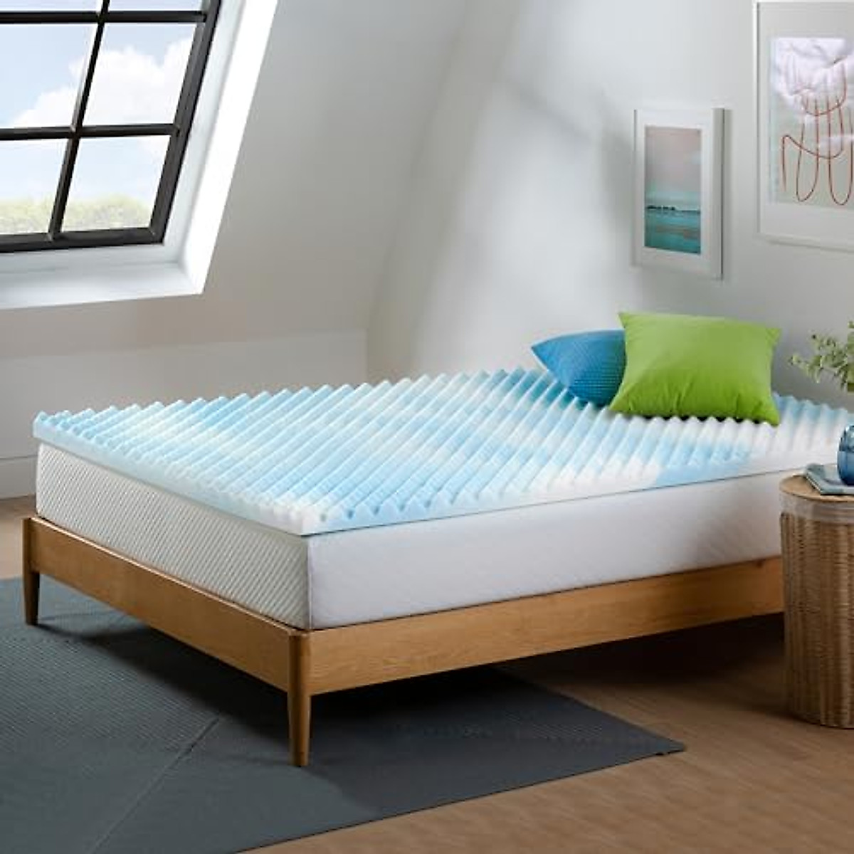 ZINUS 1.5 Inch Swirl Gel Cooling Memory Foam Mattress Topper, Smaller, More Convenient WonderBox Packaging, Cooling, Airflow Design, CertiPUR-US Certified, Full