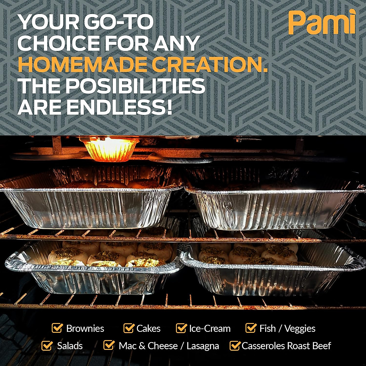 PAMI Aluminum Baking Pans, Half Size, Deep [Pack of 30] - 9”x13” Heavy-Duty Oven & Freezer Safe Food Storage Containers- Tin Foil Pans For Grilling, Roasting, BBQ & Baking- Foil Takeout Containers