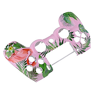 eXtremeRate Tropical Flamingo Patterned Custom Faceplate Cover, Replacement Front Housing Shell Case Compatible with ps4 Slim Pro Controller JDM-040/050/055 - Controller NOT Included