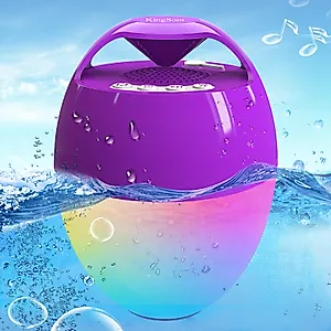 Wireless Bluetooth 5.0 Speaker, Pool Floating Speaker IP68 Waterproof with 8 Modes Color Changing Lights, HD Stereo Sound & Rich Bass, Hands-Free Portable Shower Speaker for Hot Tub, Bathtub, Outdoor