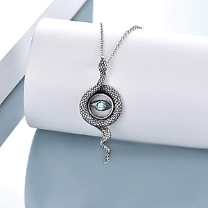 YAFEINI Snake Necklace Sterling Silver Evil Eye Snake Pendant Necklace Christmas Snake Jewelry Gifts For Women Mom