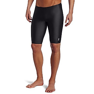 TYR Sport Men's Solid Jammer Swim Suit,Black,34