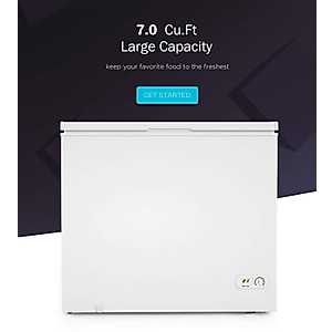 5.0 Cubic Feet Chest Freezer with Removable Basket, from 6.8℉ to -4℉ Free Standing Compact Fridge Freezer for Home/Kitchen/Office/Bar (WHITE)…