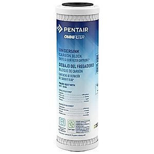 Pentair OMNIFilter CB1 Carbon Water Filter, 10-Inch, Under Sink Carbon Block Replacement Cartridge, 10" x 2.5", 0.5 Micron