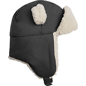 7AM Baby Hat & Mittens Set - Unisex Vegan Sherpa Lined Hat & Mittens for Newborn, Waterproof, Soft & Warm Baby Winter Hat & Gloves Set, Winter Baby Essentials | Benji Set (Smokey)