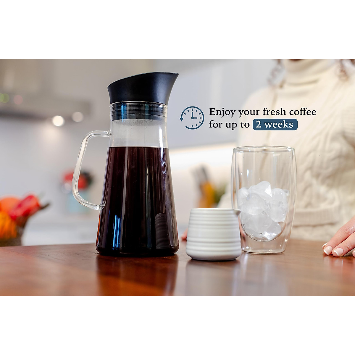 Cuiscent Cold-Brew Coffee Maker, 1350ml capacity,Stainless Steel 304 filter, includes cleaning brush