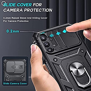 LeYi for Samsung Galaxy A32 5G Case: A32 5G Case with Slide Camera Cover + [2 Packs] Tempered Glass Screen Protector, 360 Full Body Military-Grade Case with Kickstand for A32 5G[Not Fit 4G], Black