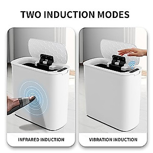 TrashAid Touchless Bathroom Trash Can with Lid, 5.5 gallon Rechargeable Motion Sensor Slim Trash Bin Automatic, Smart Plastic Garbage Can White Wastebasket for Toilet, Office, rv, Bedroom, Living Room